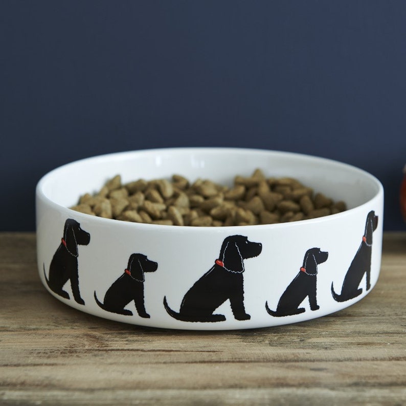 Black Cocker Spaniel Ceramic Dog Food / Water Bowl - Etsy UK