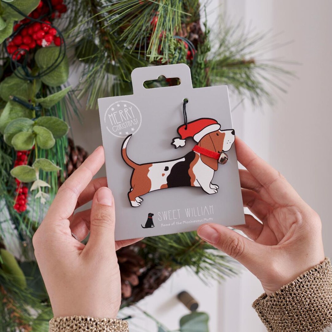 Basset Hound Christmas Tree Decoration - Personalisation Available - Etsy