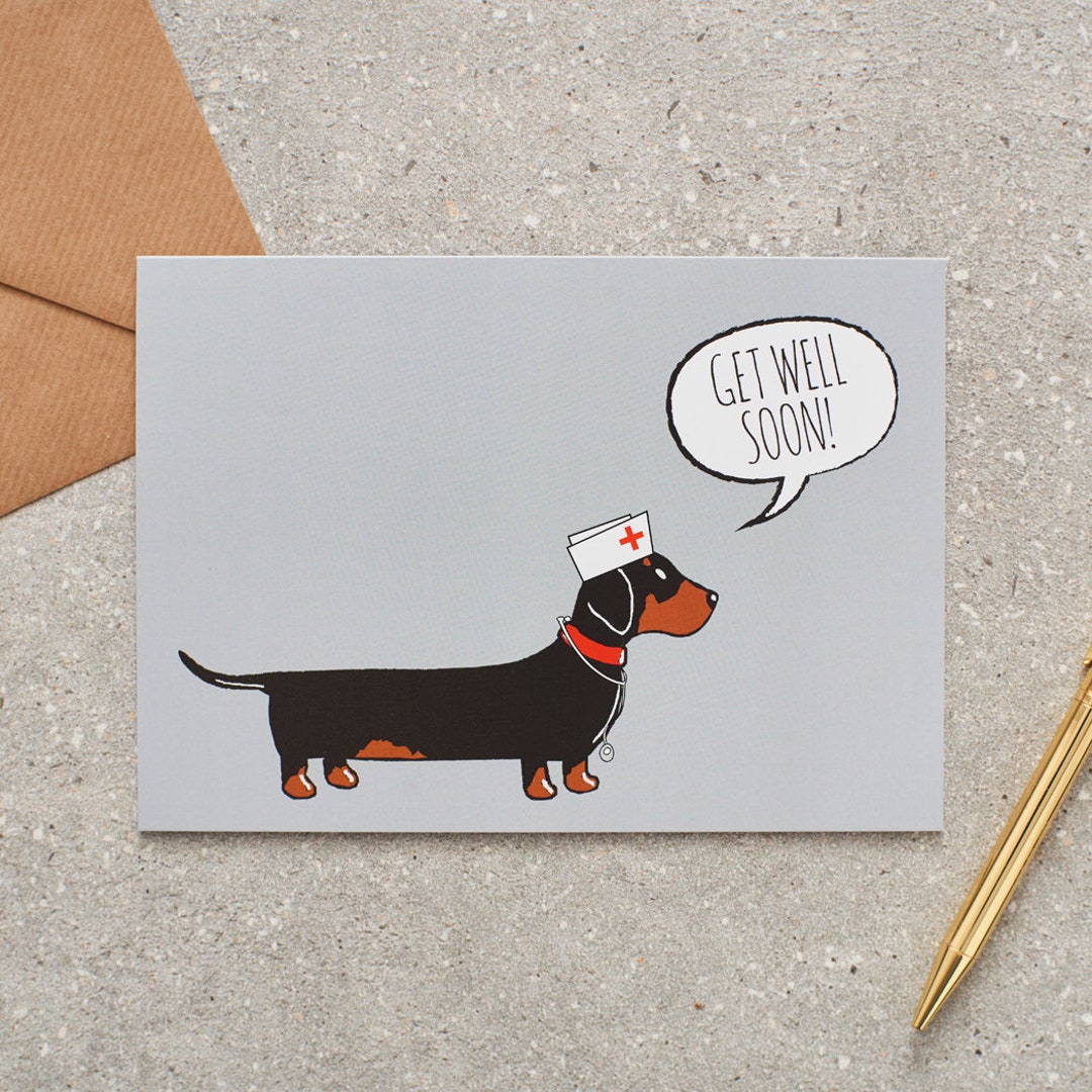 Dachshund / Sausage Dog Get Well Soon Card - Etsy