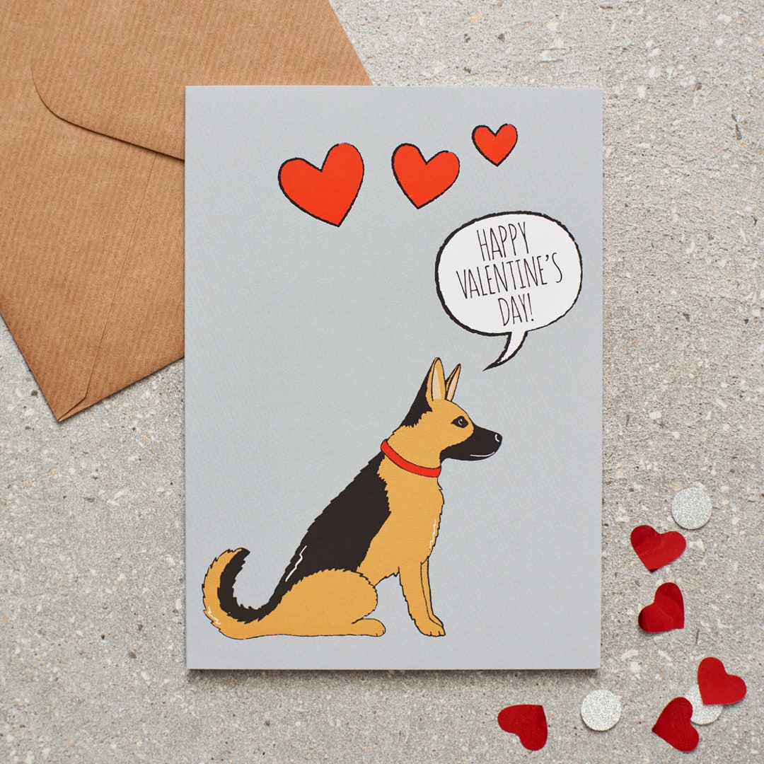 German Shepherd Valentine's Day Card - Etsy
