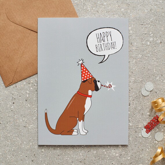 Boxer Birthday Card - Etsy