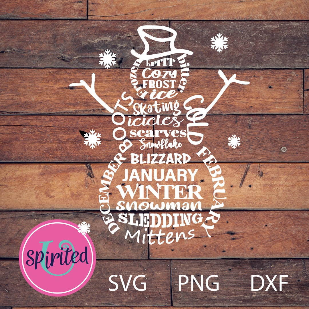 Snowman Words Svg/ Winter Words Svg/ Snowman Clipart/ Snowman Svg ...