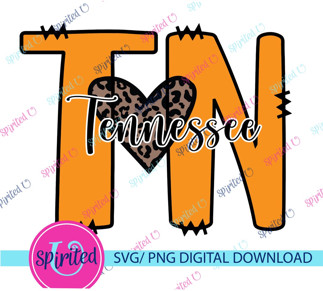 Tennessee SVG/PNG With Animal Print Heart – TN State Outline, Clipart ...