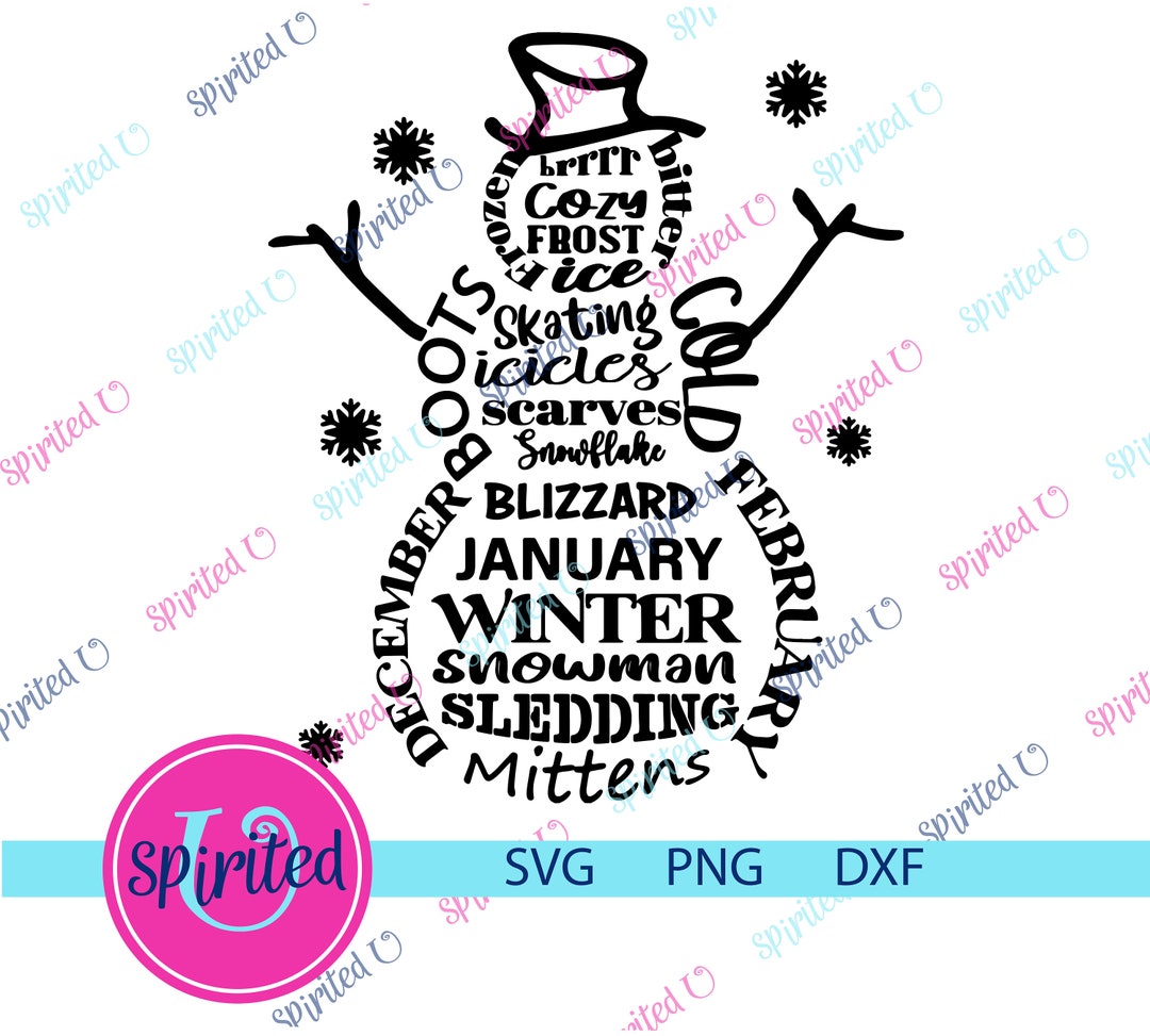 Snowman Words Svg/ Winter Words Svg/ Snowman Clipart/ Snowman Svg ...