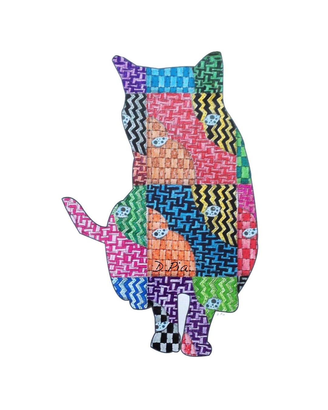 Cat Zentangle Coloring Page: Printable Cat Pattern Wall Art (PDF ...
