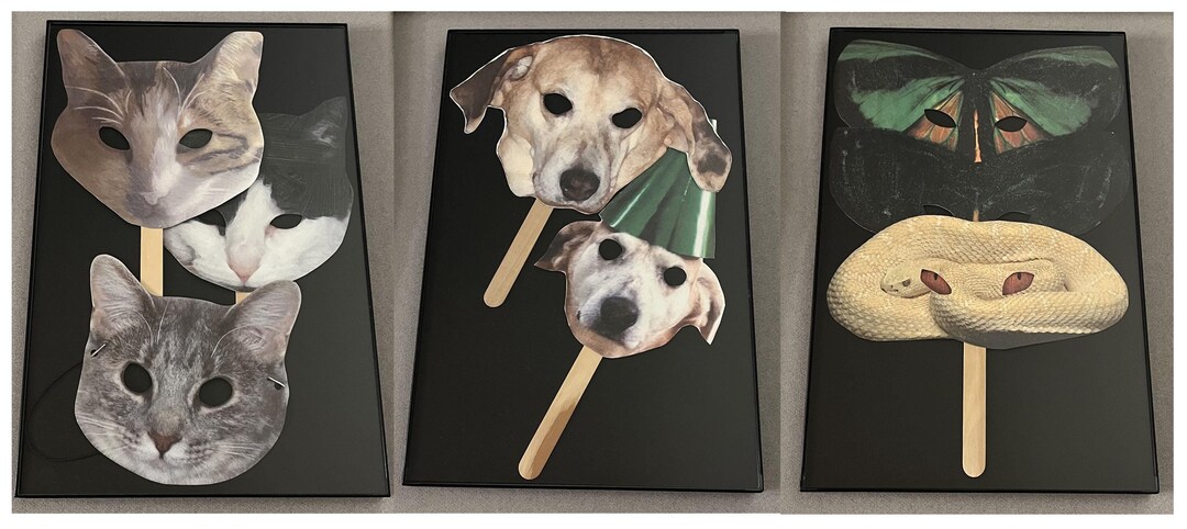 Cat Party Mask Animal Party Masks Collage Art Animal Collage Mask ...