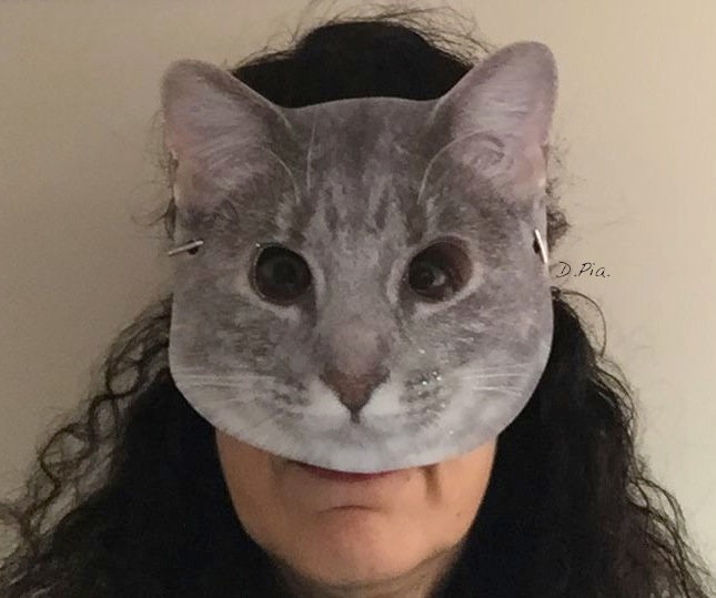 Grey Cat Mask Halloween or Gray Cat Face Mask Gray Cat Party Mask ...
