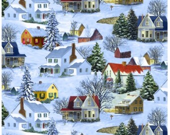 Winter scene fabric | Etsy