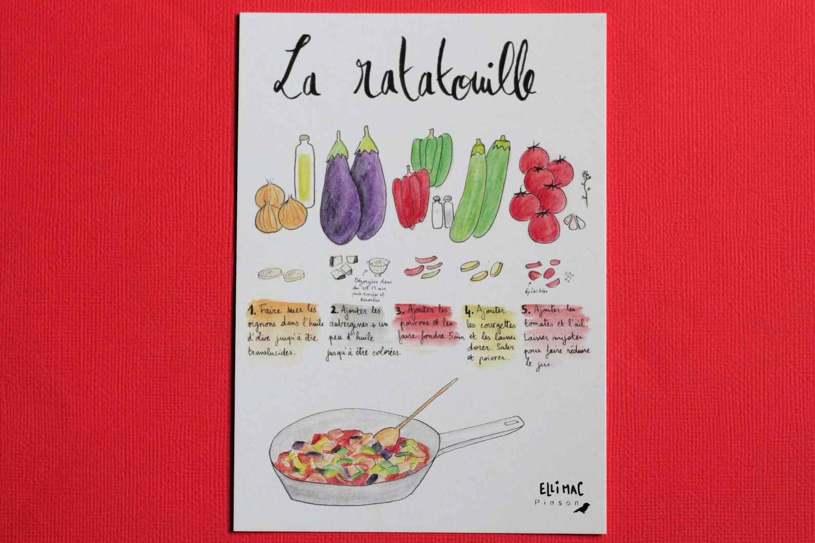Illustrated Recipe Card - Ratatouille - Original Illustration - Etsy