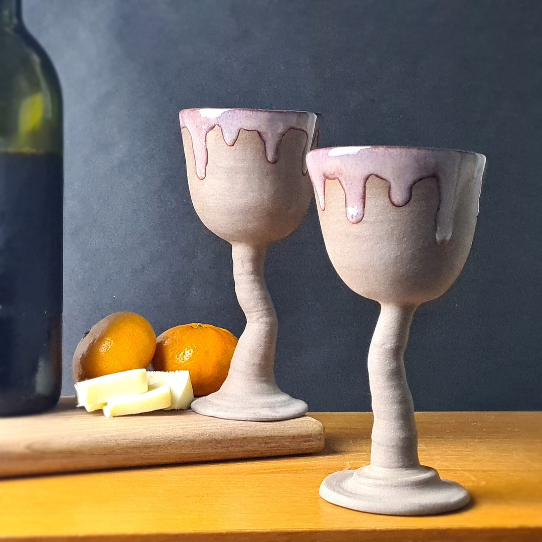 2 Wine Goblets, Handmade Pottery Set; Elevate Your Toasts With These ...