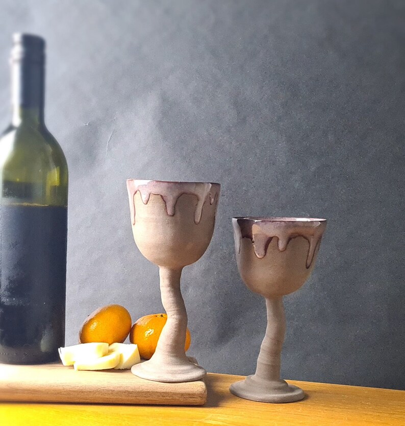 2 Handmade Pottery Goblets. Elevate Your Dining Table or Bar - Etsy