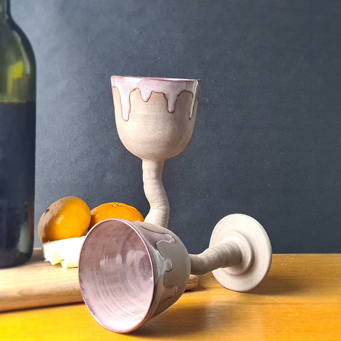 2 Handmade Pottery Goblets. Elevate Your Dining Table or Bar - Etsy