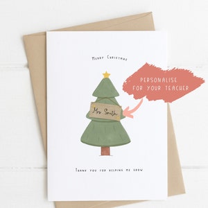 Merry Christmas Teacher Card Personalisable Christmas Card for Teacher ...