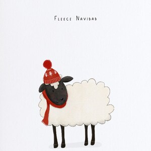 Sheep Christmas Card - 'fleece Navidad' Illustrated Sheep Funny Pun ...