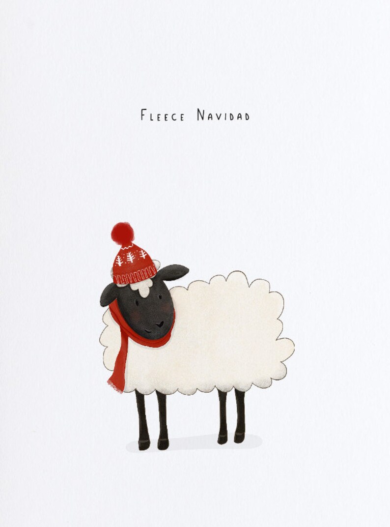 Sheep Christmas Card - 'fleece Navidad' Illustrated Sheep Funny Pun ...