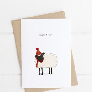 Sheep Christmas Card - 'fleece Navidad' Illustrated Sheep Funny Pun ...