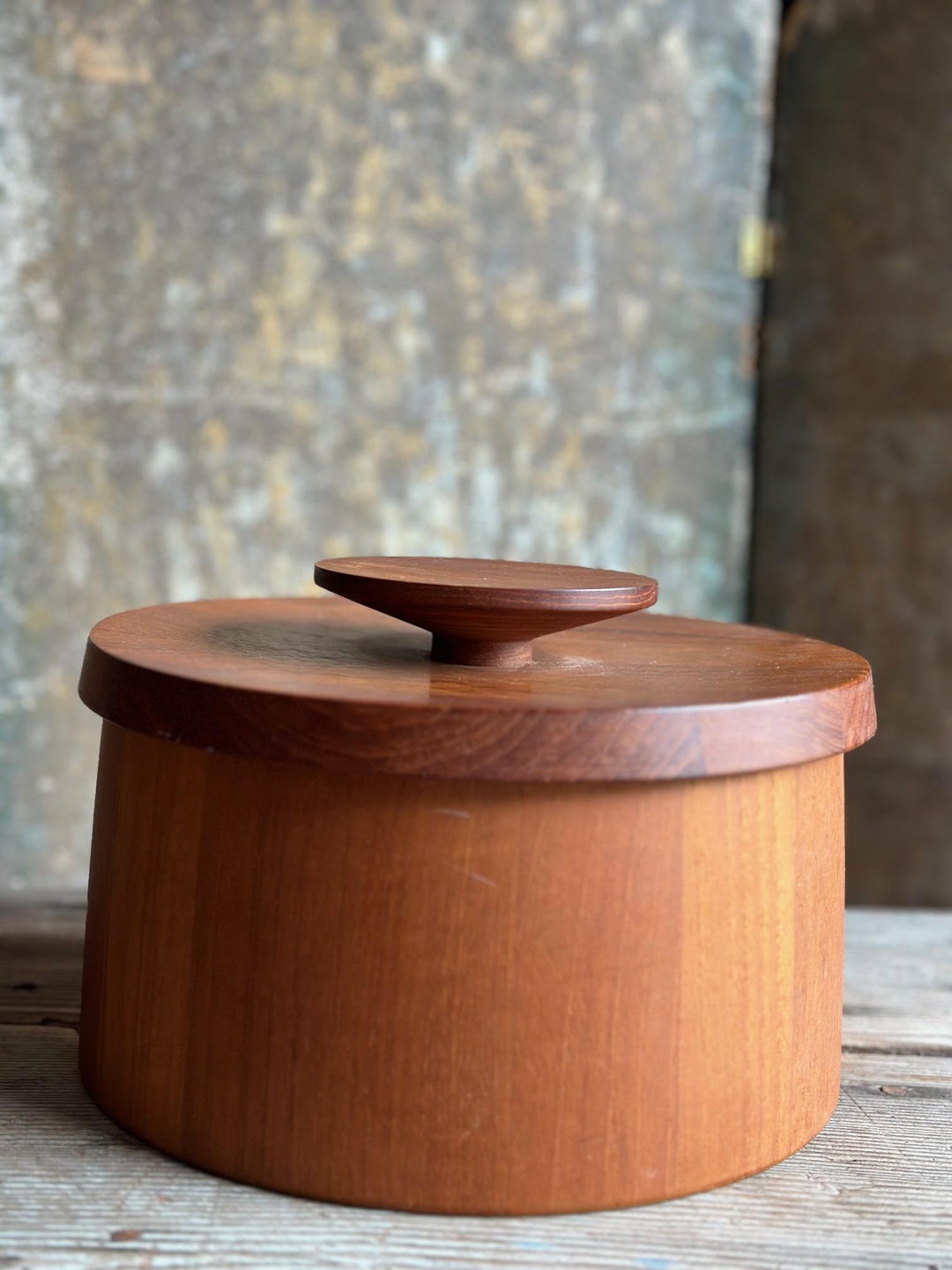 Dansk Ice Bucket Teak Danish Modern Round W/ Lid Mid Century Barware - Etsy