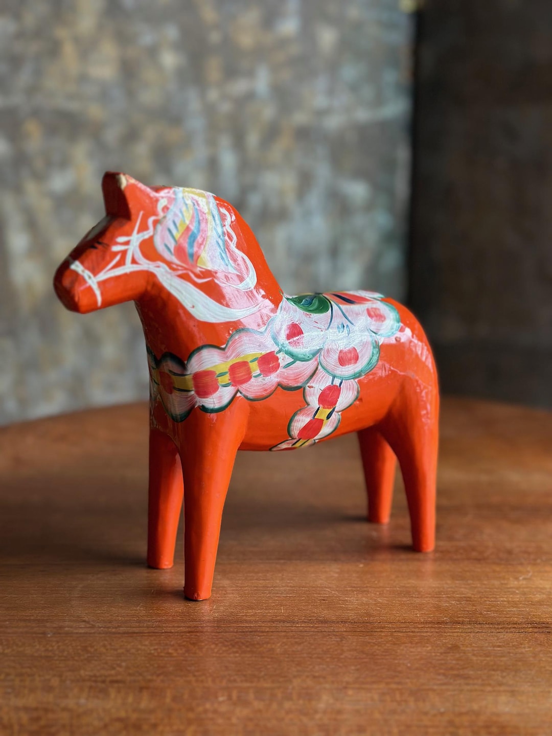 Swedish Dala Horse Orange Dala Folk Art Horse Scandinavian Decor 6 1/2 ...