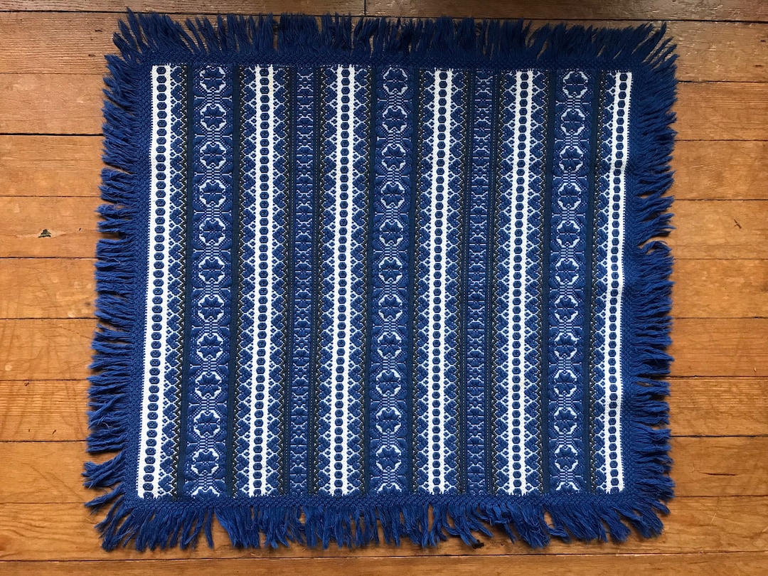 Vintage Scandinavian Large Blue Woven Table Mat Textile - Etsy