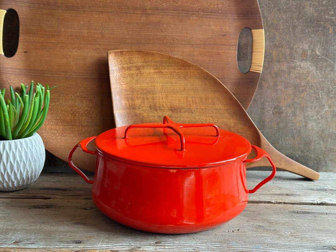 8.5" Red Dansk Kobenstyle Enamel Pot Dutch Oven Casserole W/ Lid IHQ ...