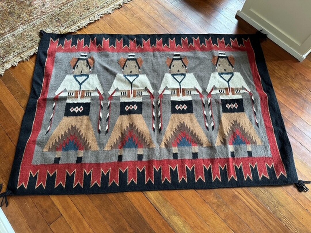 Navajo Hopi Yei Corn Dancers Rug | Vintage Native American | Wool Rug ...