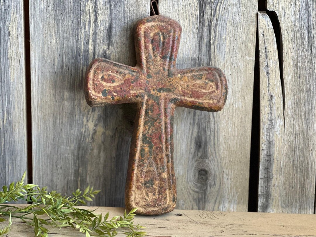 Rustic Ceramic Cross | Large Crucifix | Primitive Mexican Pottery ...