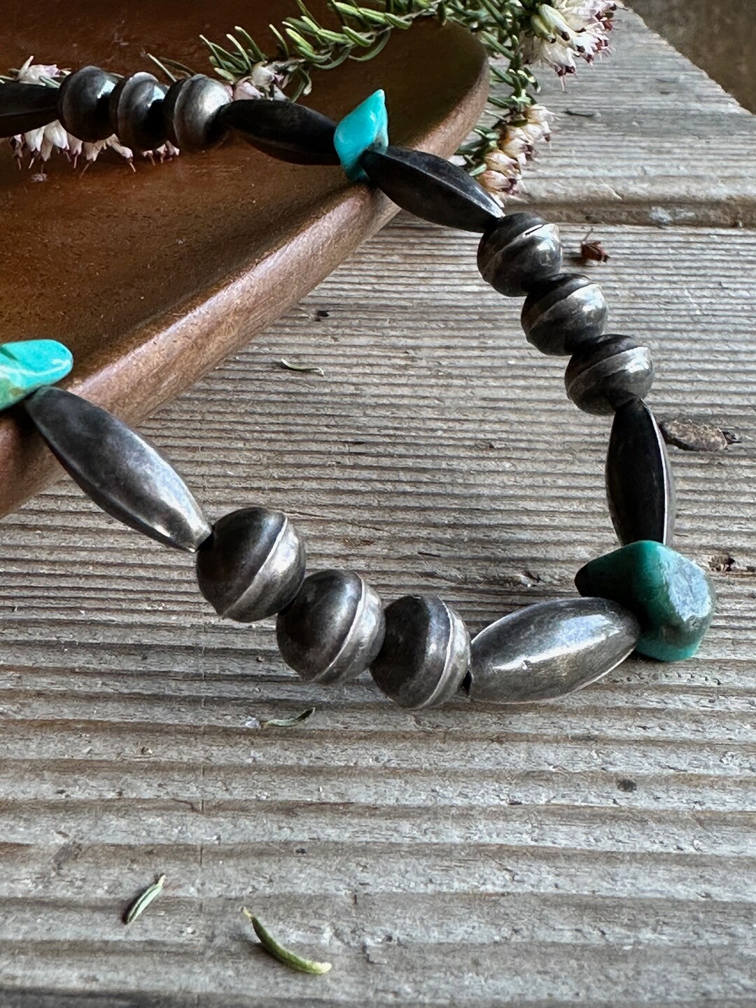 Native American Navajo Silver Pearls and Turquoise Nuggets Choker ...