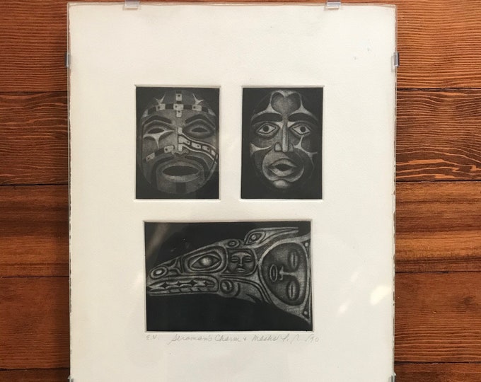 Native American Etching of Masks and Charms Art - Etsy