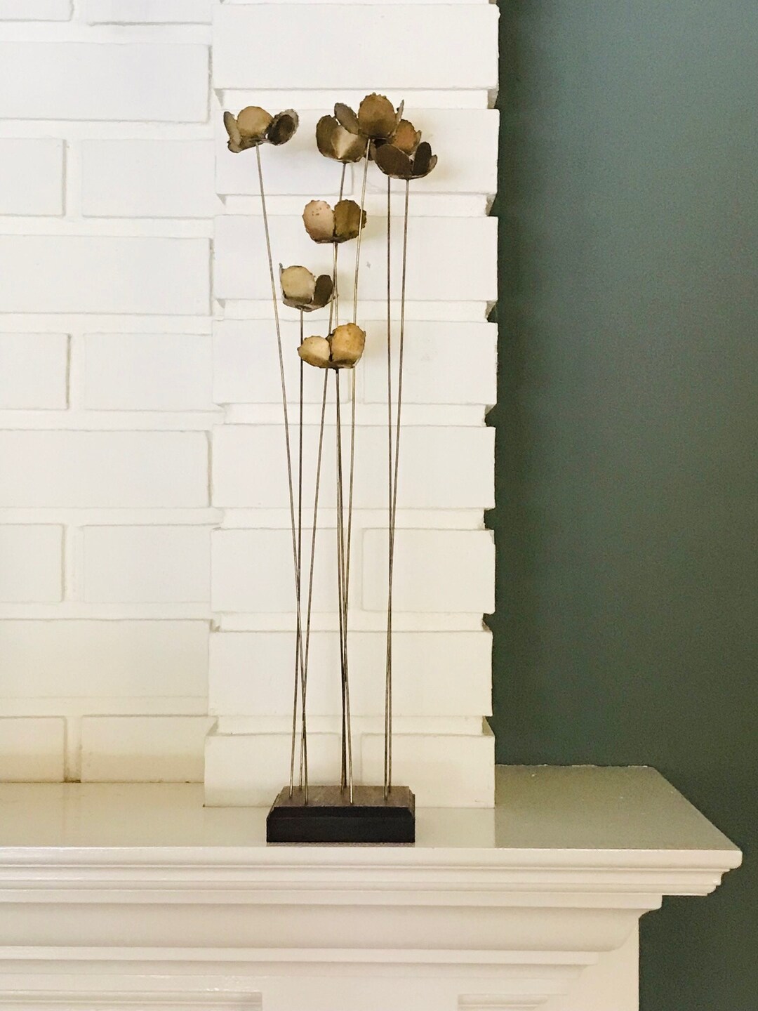 Mid Century Modern Brass Kinetic Metal Flower Sculpture - Etsy