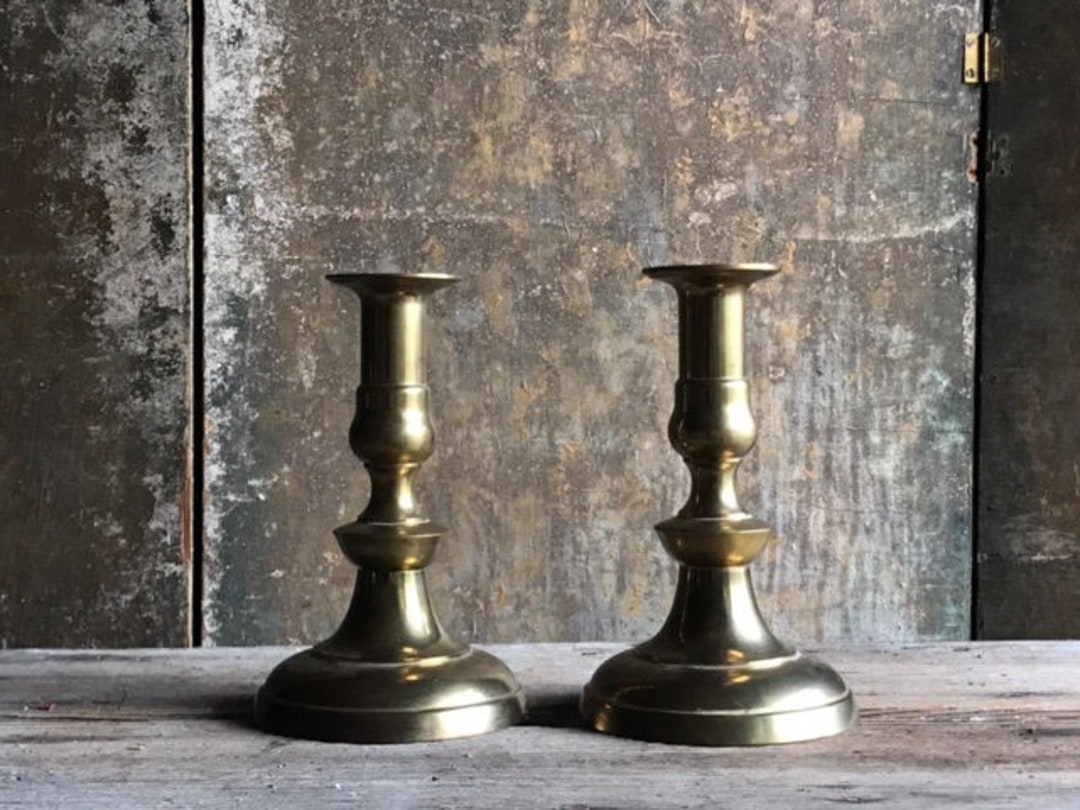Vintage Heavy Brass Candle Sticks A Pair - Etsy