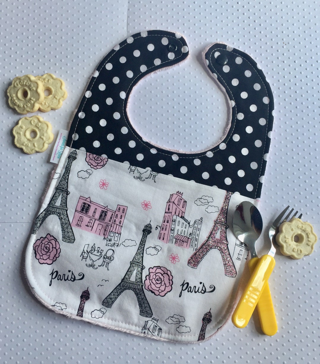 Paris Bib - Black, White, Pink (fits up to 24 Months) - Etsy