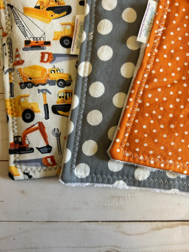 Construction Bib and Burp Cloth Set - Etsy