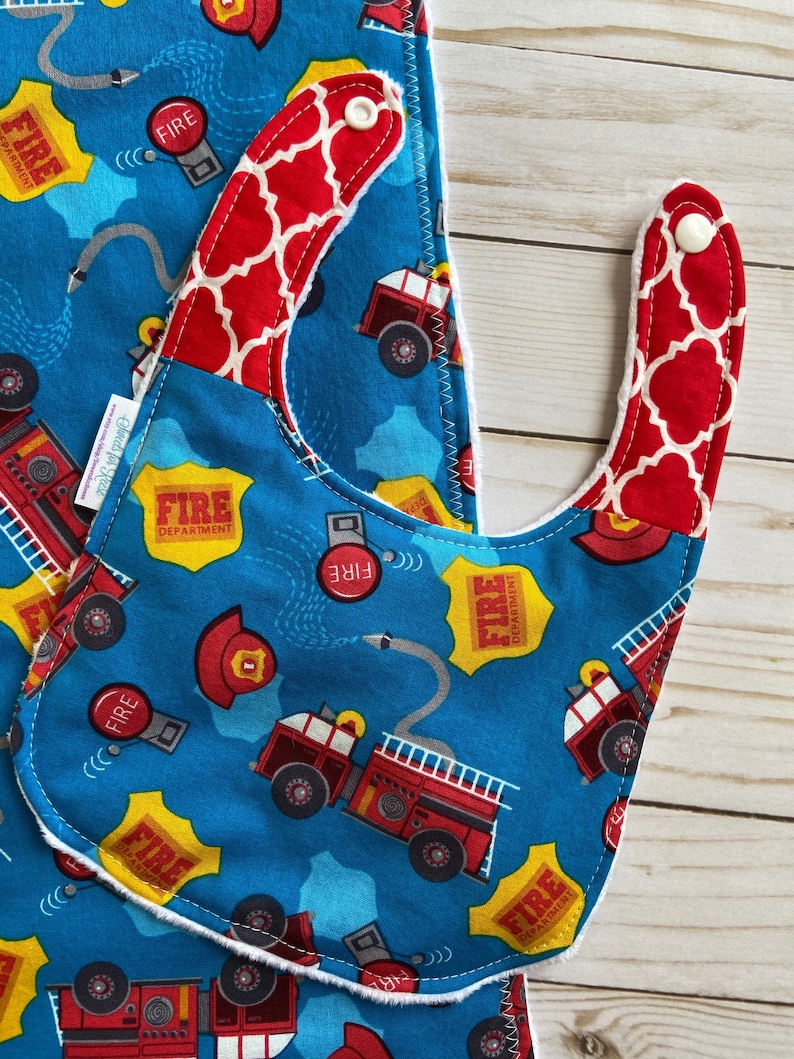Fire Trucks Fireman Burp Cloth and Bib Set - Etsy