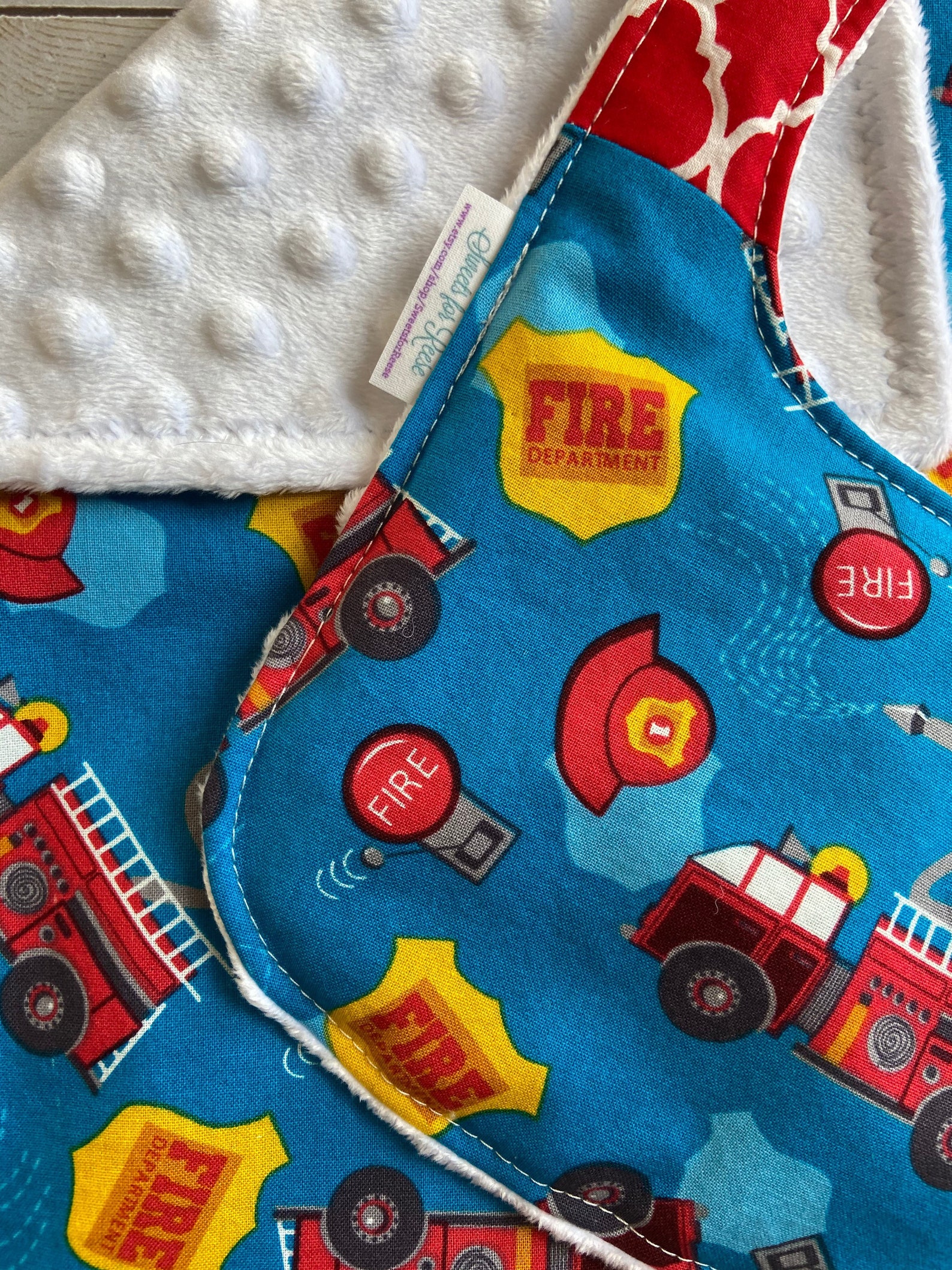 Fire Trucks Fireman Burp Cloth and Bib Set - Etsy