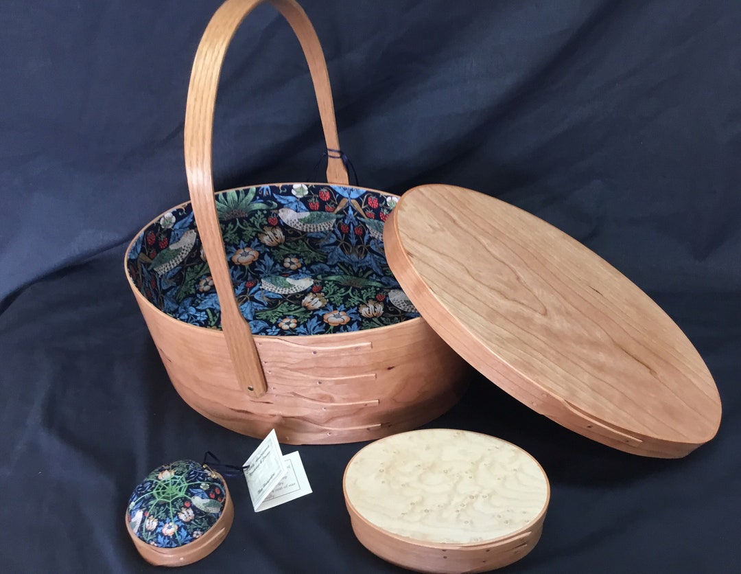 Handcrafted Shaker #8 Large Cherry Sewing Box With Swing Handle, Wm ...