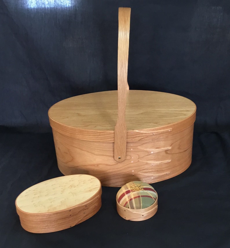 Handcrafted Shaker #8 Large Cherry Sewing Box With Swing Handle - Etsy