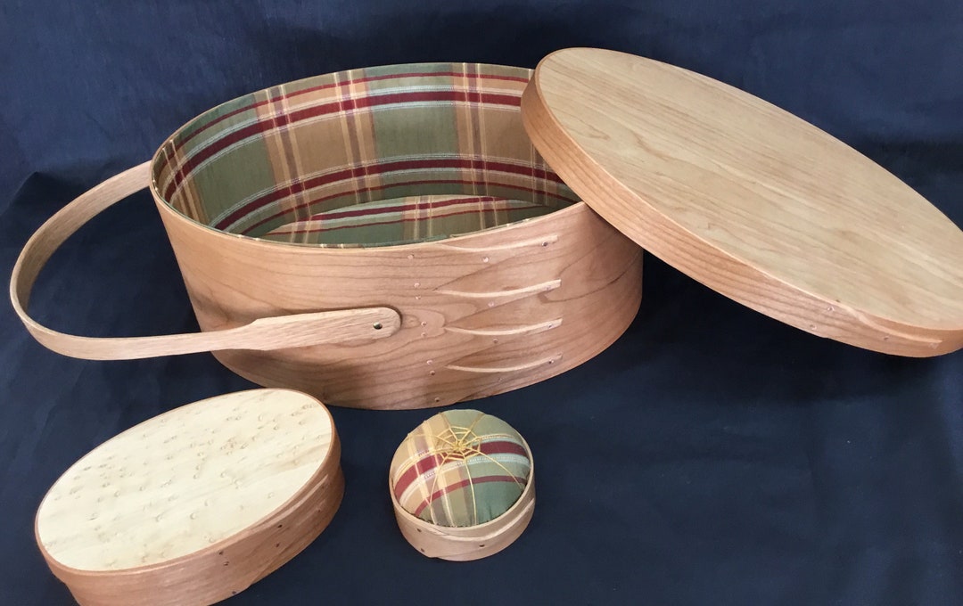 Handcrafted Shaker #8 Large Cherry Sewing Box With Swing Handle - Etsy