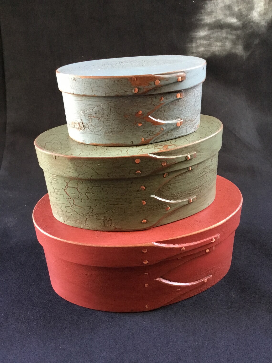 Handcrafted Reproduction Painted Shaker Boxes Stack of Three | Etsy