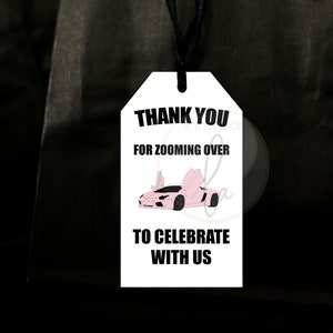 PRINTABLE Pink Luxury Car Party Favor Tags Pink Super Car - Etsy