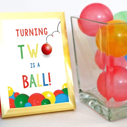EDITABLE PRINTABLE it's a Ball to Be Two - Etsy
