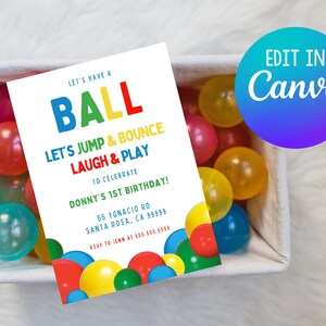 EDITABLE PRINTABLE Let's Have a Ball Party Invitation in Canva, Canva ...
