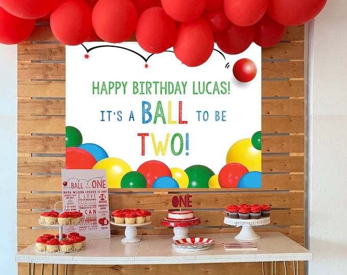 EDITABLE PRINTABLE it's a Ball to Be Two Birthday Poster 36x 48, 2nd ...