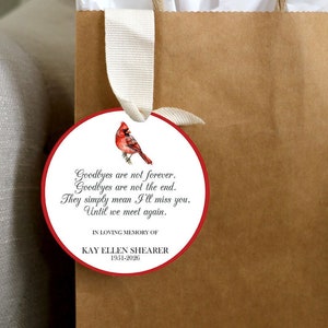 EDITABLE PRINTABLE Cardinal Celebration of Life Favor Tag, Cardinal ...