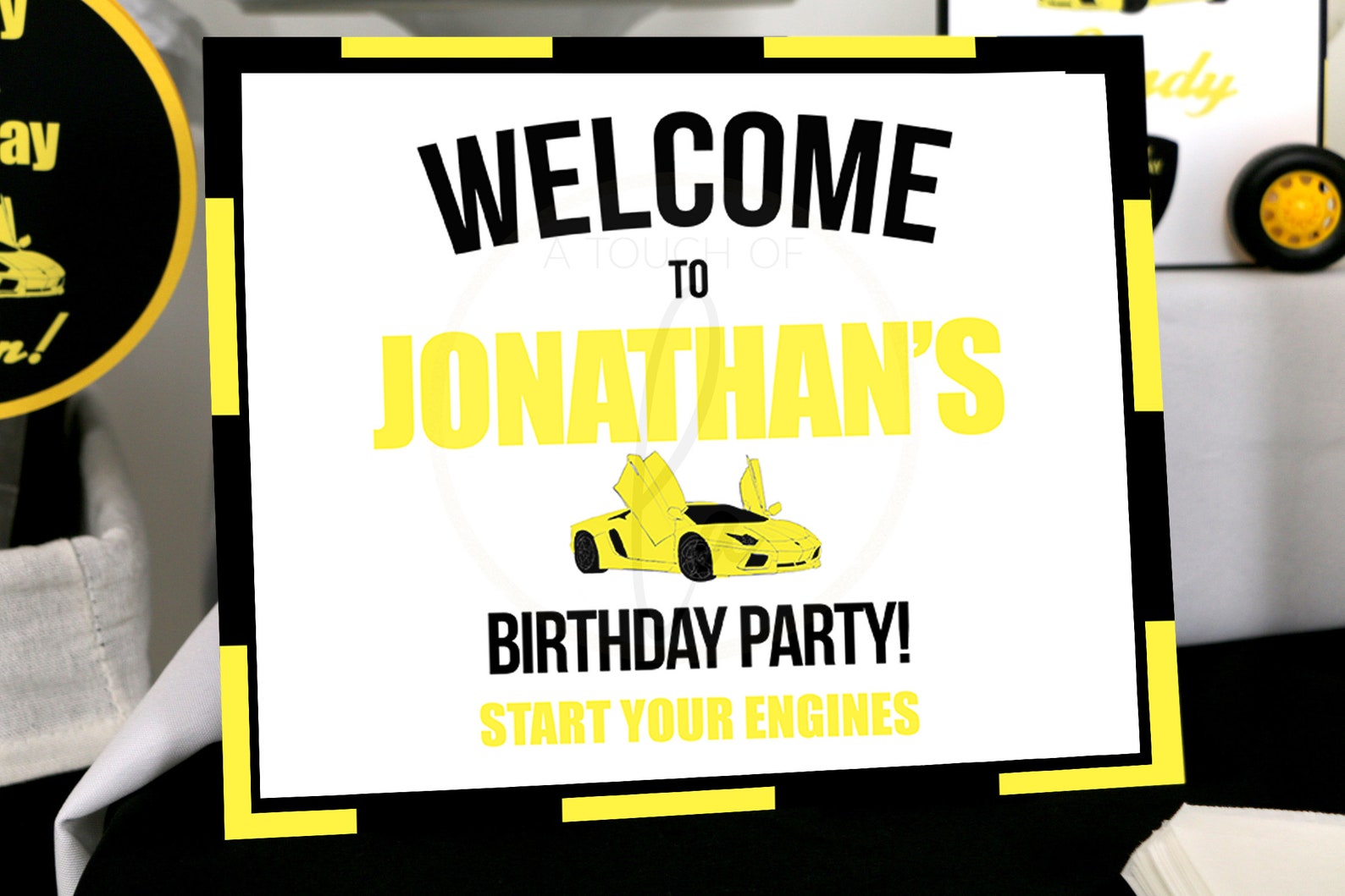 EDITABLE PRINTABLE Yellow Supercar Party Welcome Sign 8 X - Etsy