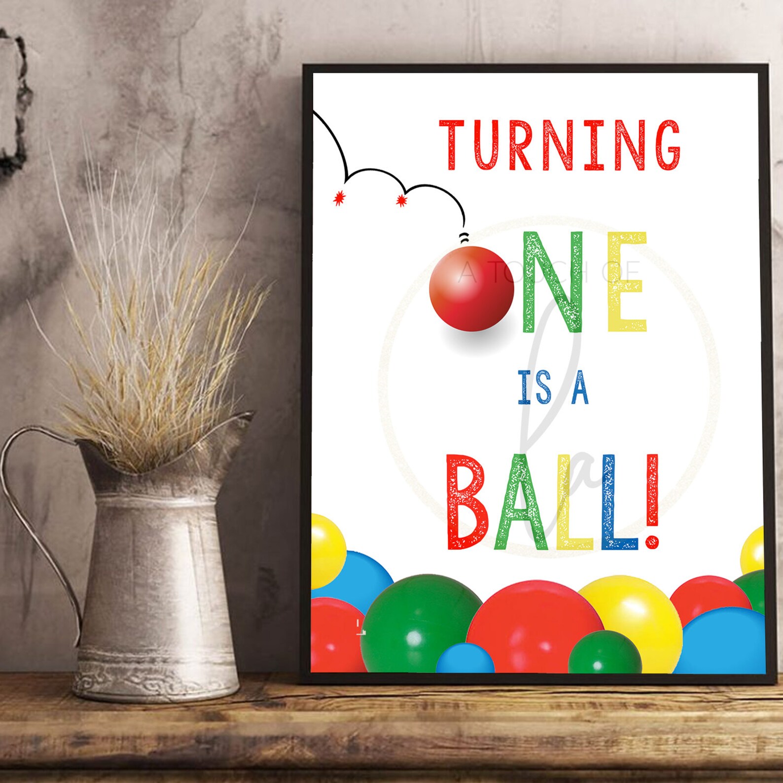 PRINTABLE turning ONE is a Ball Sign 16 X 20 - Etsy