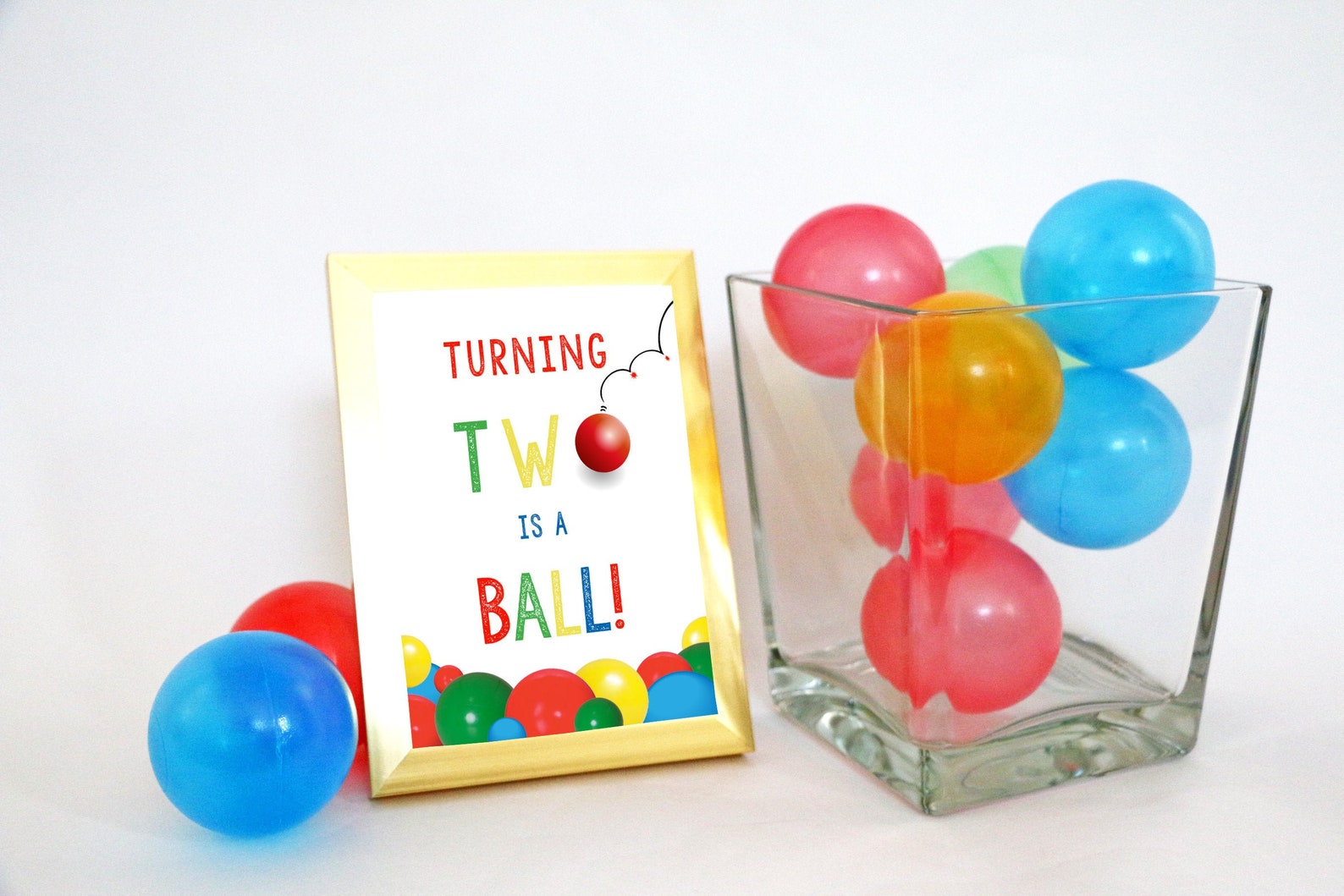 PRINTABLE Turning TWO is a Ball 5 x 7 Sign Let's Have a | Etsy