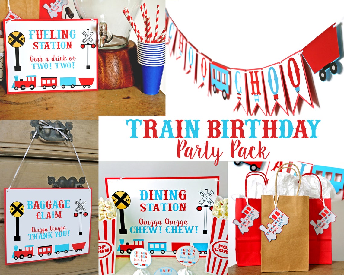 PRINTABLE Train Birthday Party Supplies Train Birthday Decorations ...