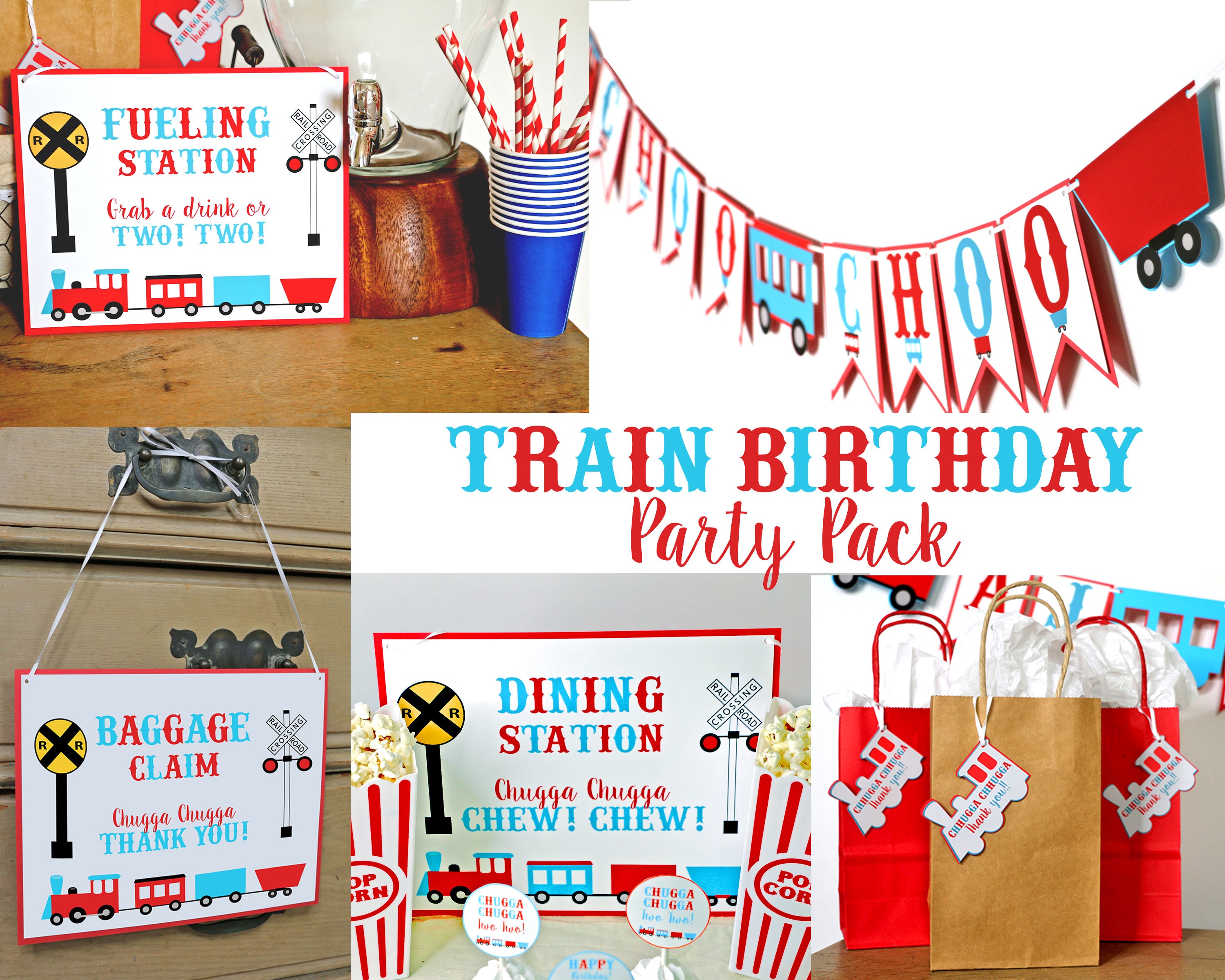 PRINTABLE Train Birthday Party Supplies Train Birthday Decorations ...