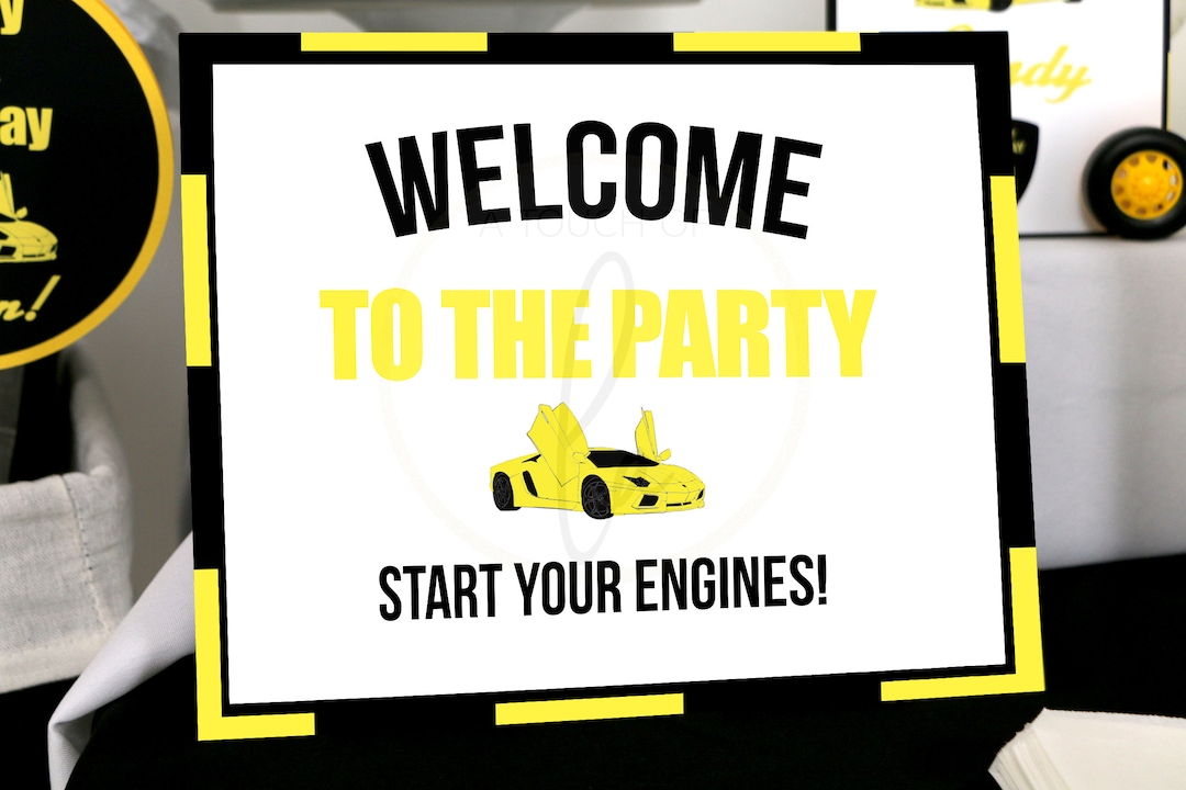 PRINTABLE Yellow Supercar Party Welcome Sign (8 X 10), Yellow Sports ...