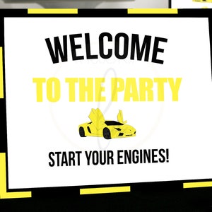PRINTABLE Yellow Supercar Party Welcome Sign (8 X 10), Yellow Sports ...